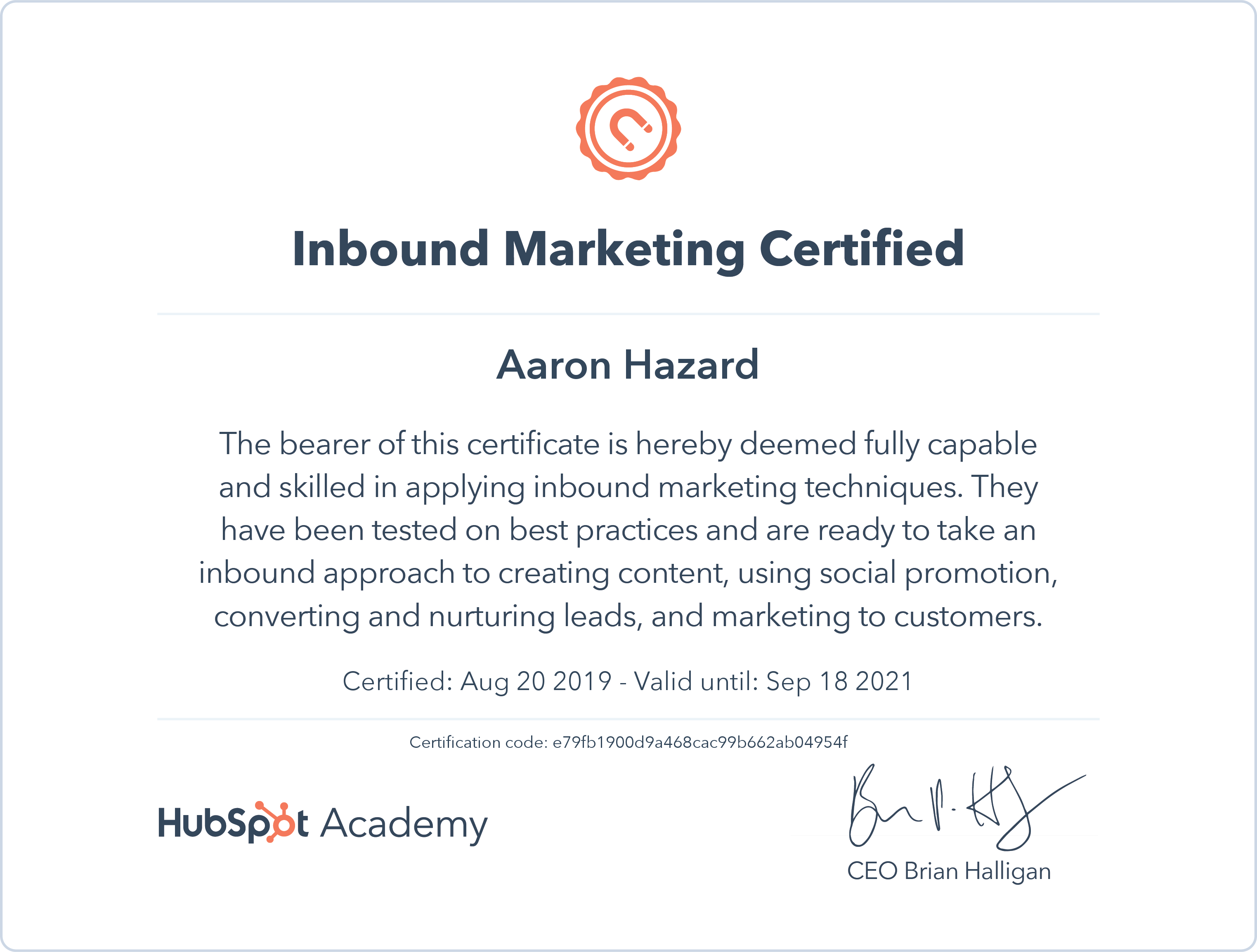 Aaron Hazard - Highly competent professional with five years of ...